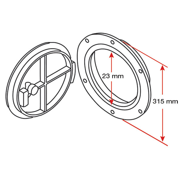 Boat Round Access Hatch - Black Round Removable Lid ASA