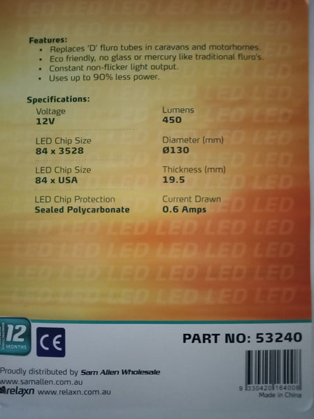 D Fluro Bulb Replacement LED 12 volt 84SMD Chips USA 400 Lumen 6 Watt